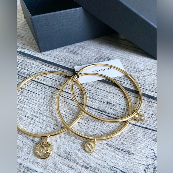 Coach | Jewelry | Nwt Coach Set Of 3 Bangle Bracelets With Charms ...
